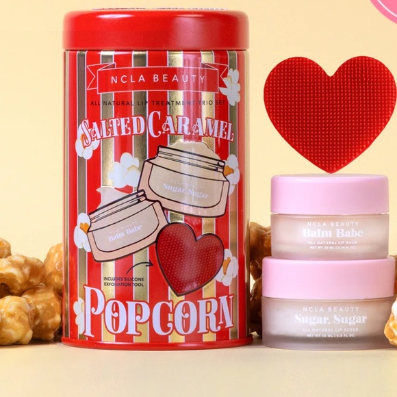 Bath & Body | New Sealed Salted Caramel Popcorn Lip Treatment Trio Red ...
